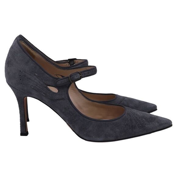 Manolo Blahnik | Shoes | Manolo Blahnik Pointed Mary Jane Pumps In Grey ...